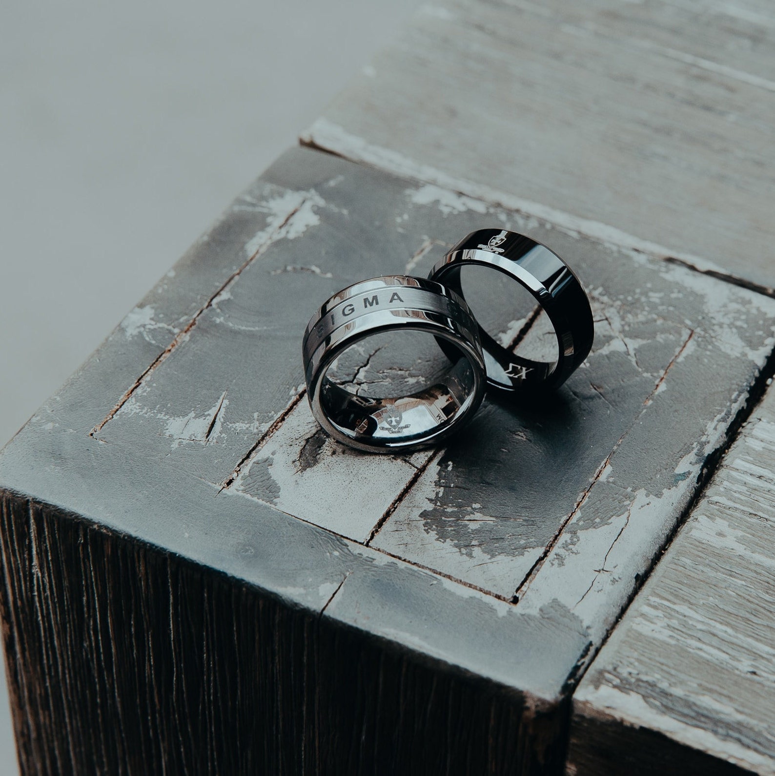 Sigma Chi Black Tungsten Fraternity Ring With Crest and Greek Letters ...