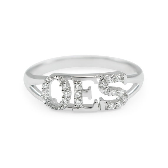 OES Sterling Silver Ring With Simulated Diamonds// Order of - Etsy