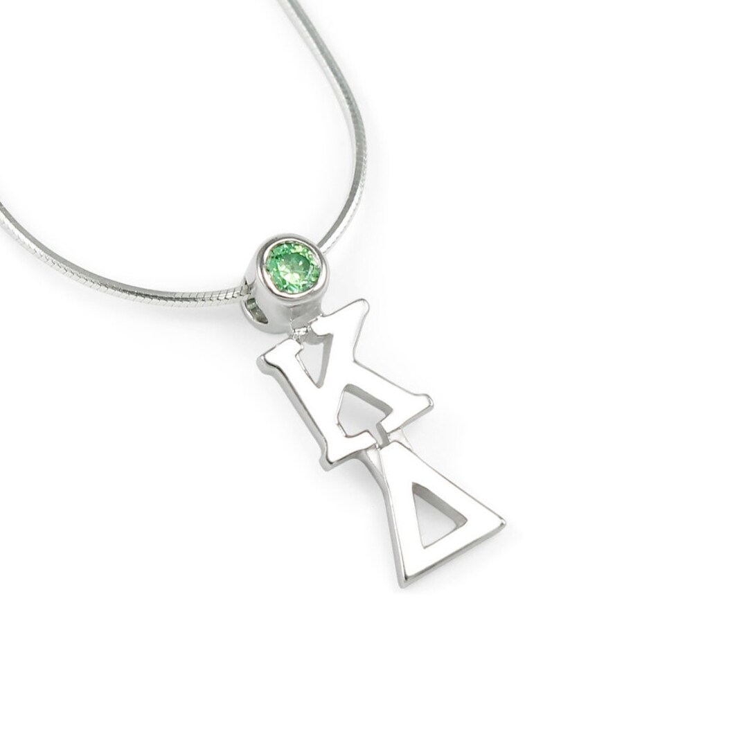 Kappa Delta Sterling Silver Lavaliere With Green Cubic Zirconia // ΚΔ ...