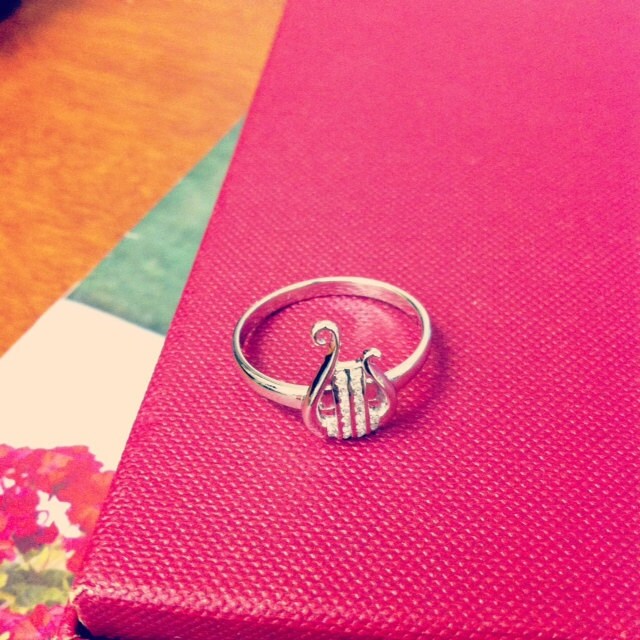 Alpha Chi Omega Sterling Silver Lyre Ring Set With Simulated - Etsy