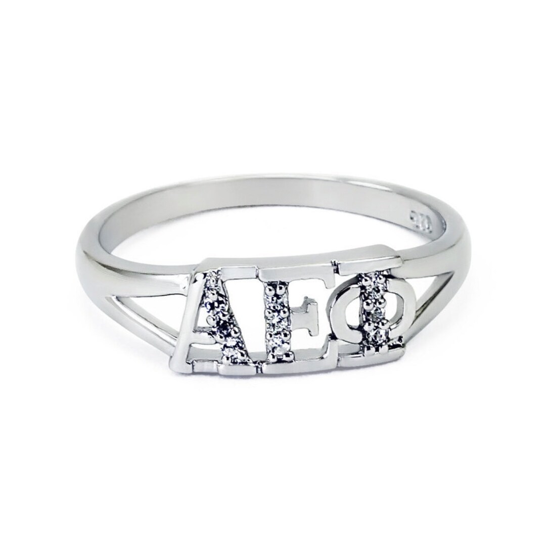 Alpha Epsilon Phi Sterling Silver Ring Set With Simulated Diamonds ...