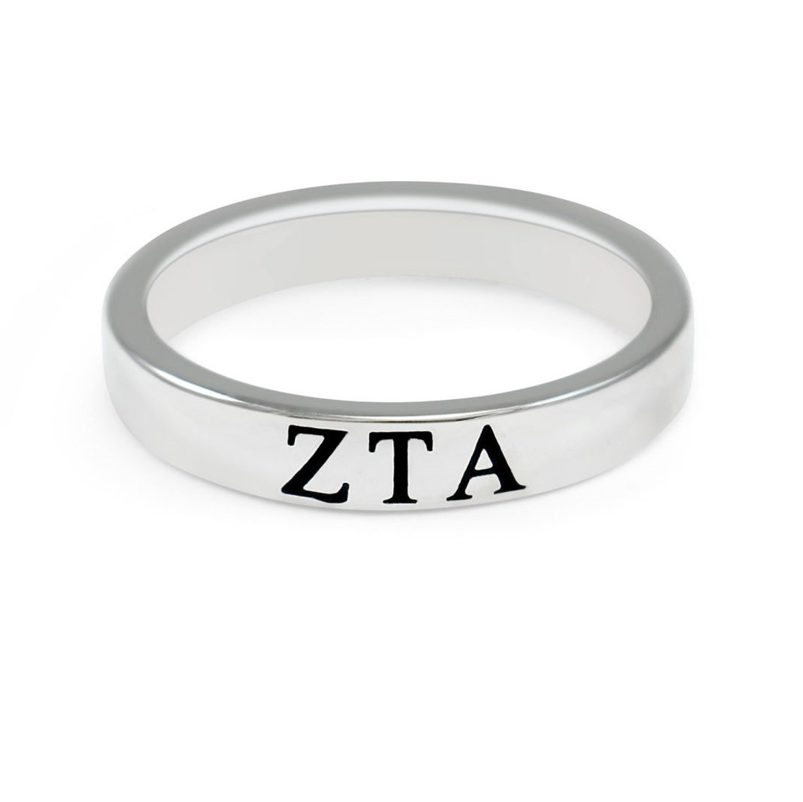 Zeta Tau Alpha Sterling Silver Skinny Band Ring // ZTA Sorority Jewelry ...