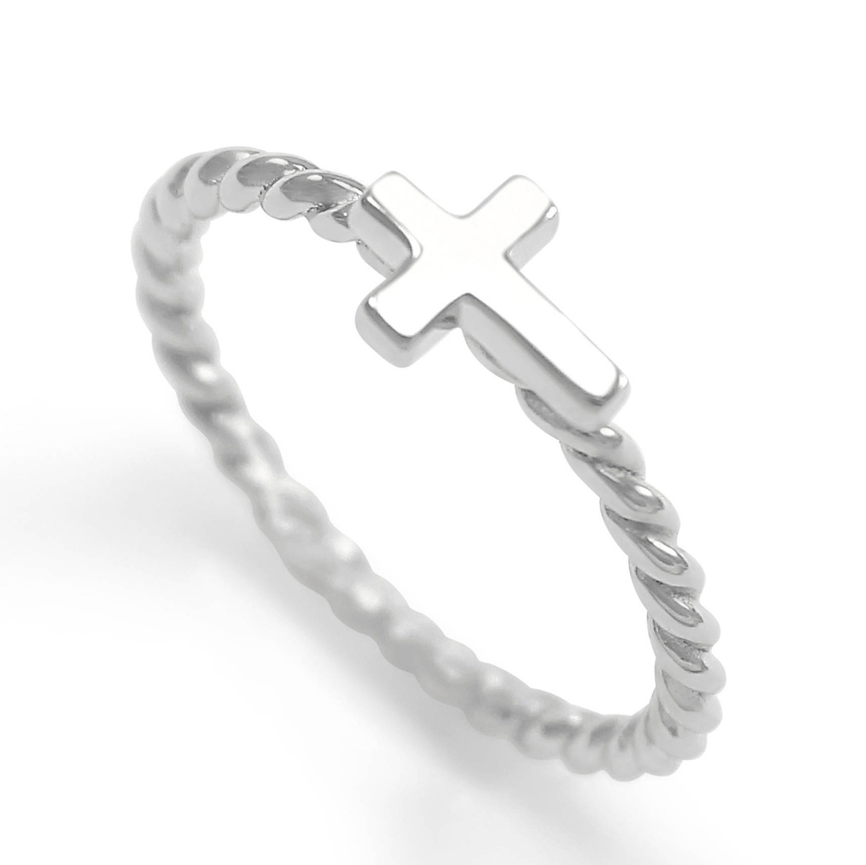 Dainty Sideways Cross Ring With Twist Band / 925 Sterling | Etsy