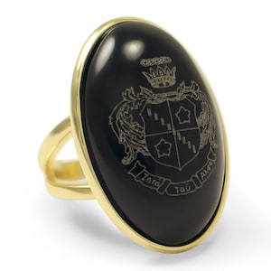 Zeta Tau Alpha Duchess Ring / 14k Gold Plated Brass / Polished Black ...