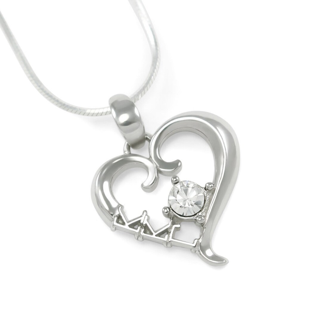 Colgante de corazón de plata esterlina Kappa Kappa Gamma con cristal transparente // Joyas de ...