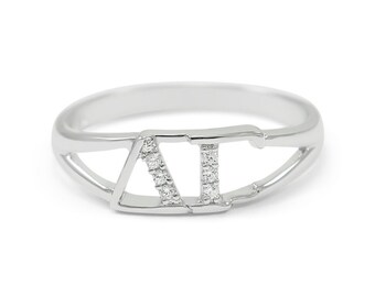 Alpha Gamma Delta Sterling Silver Ring With Simulated Diamonds - Etsy