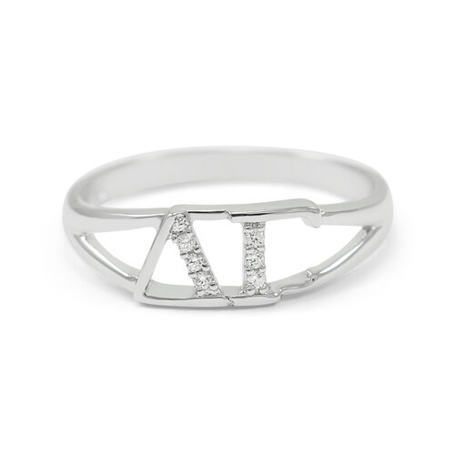 Alpha Gamma Delta Sterling Silver Ring With Simulated Diamonds - Etsy