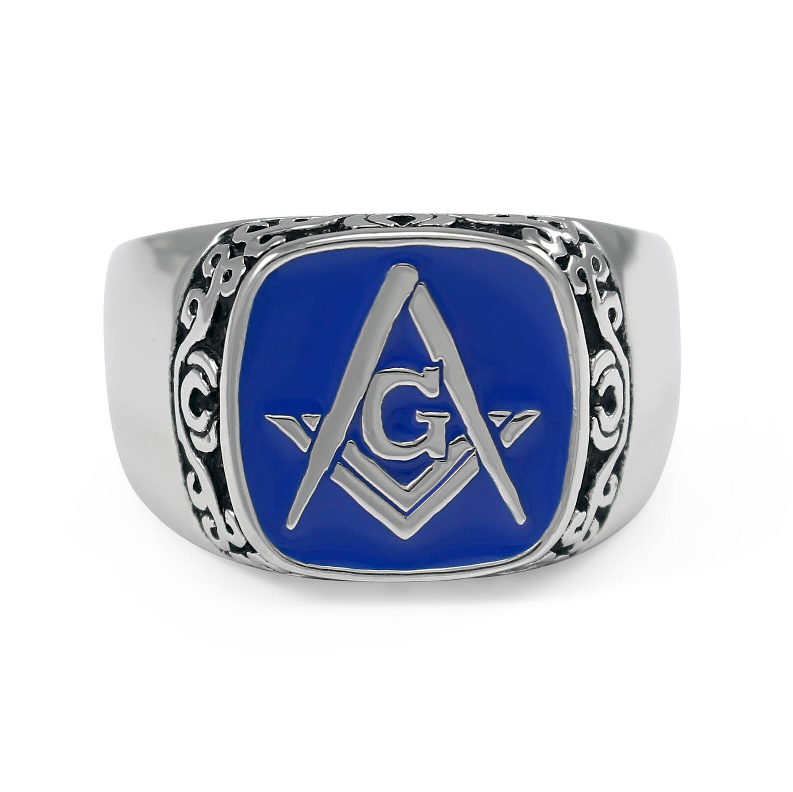 Classic Sterling Silver blue Masonic Ring With Square and - Etsy