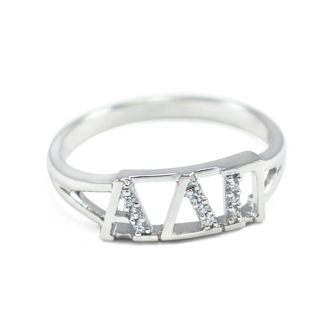 Alpha Delta Pi Sterling Silver Ring Set With Simulated Diamonds ...