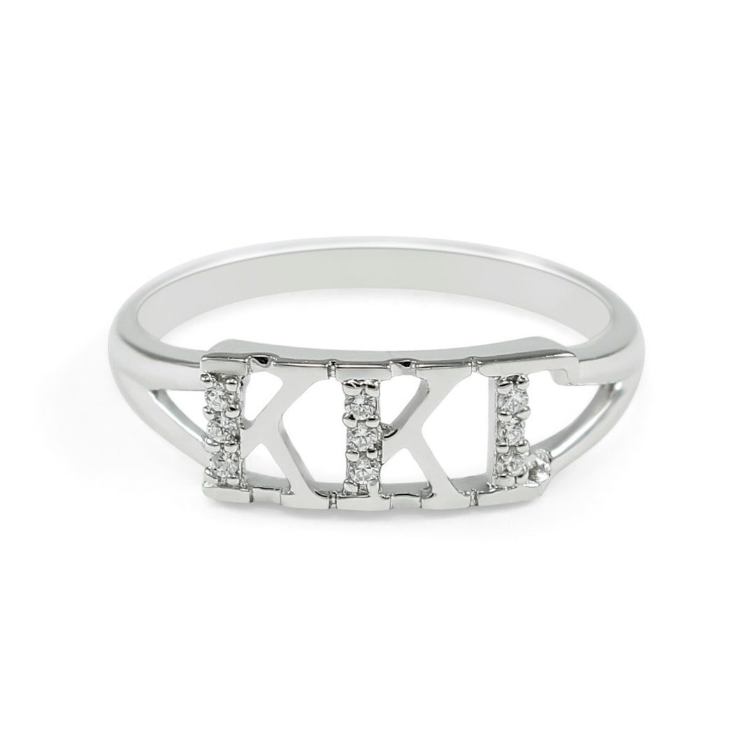 Kappa Kappa Gamma Sterling Silver Ring With Simulated Diamonds // ΚΚΓ ...