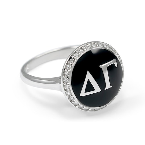 Alpha Gamma Delta Sterling Silver Ring With Simulated Diamonds - Etsy
