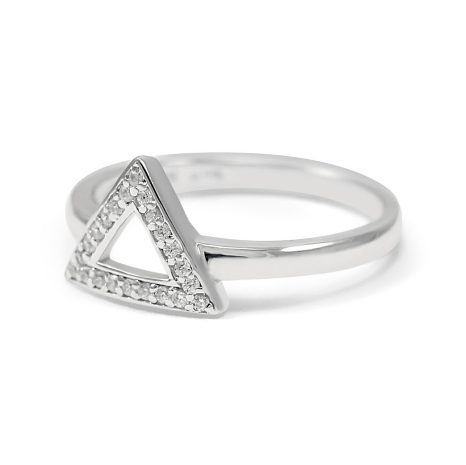 Geometric Delta Triangle Ring With Czs // Delta Ring // - Etsy