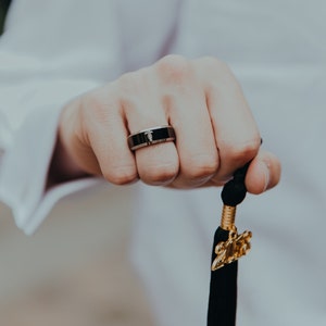 Sigma Chi Black Tungsten Fraternity Ring With Crest and Greek Letters ...