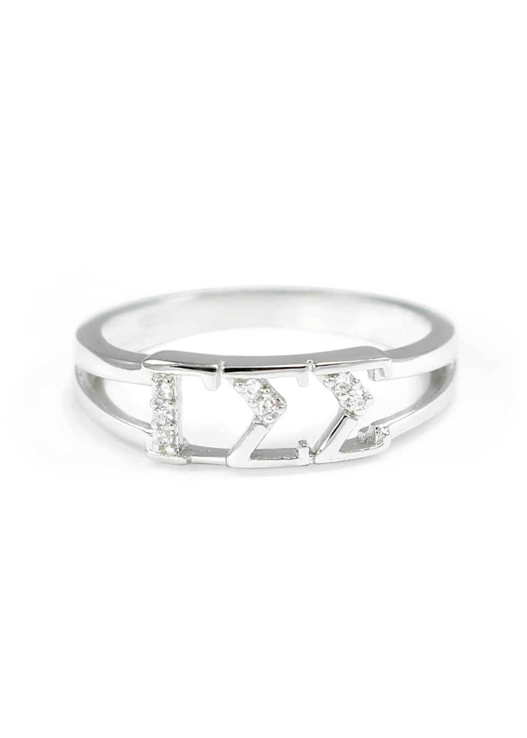 Gamma Sigma Sigma Sterling Silver Ring, Set With Simulated Diamonds ...