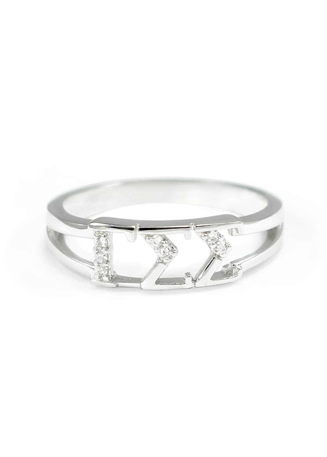 Gamma Sigma Sigma Sterling Silver Ring, Set With Simulated Diamonds ...