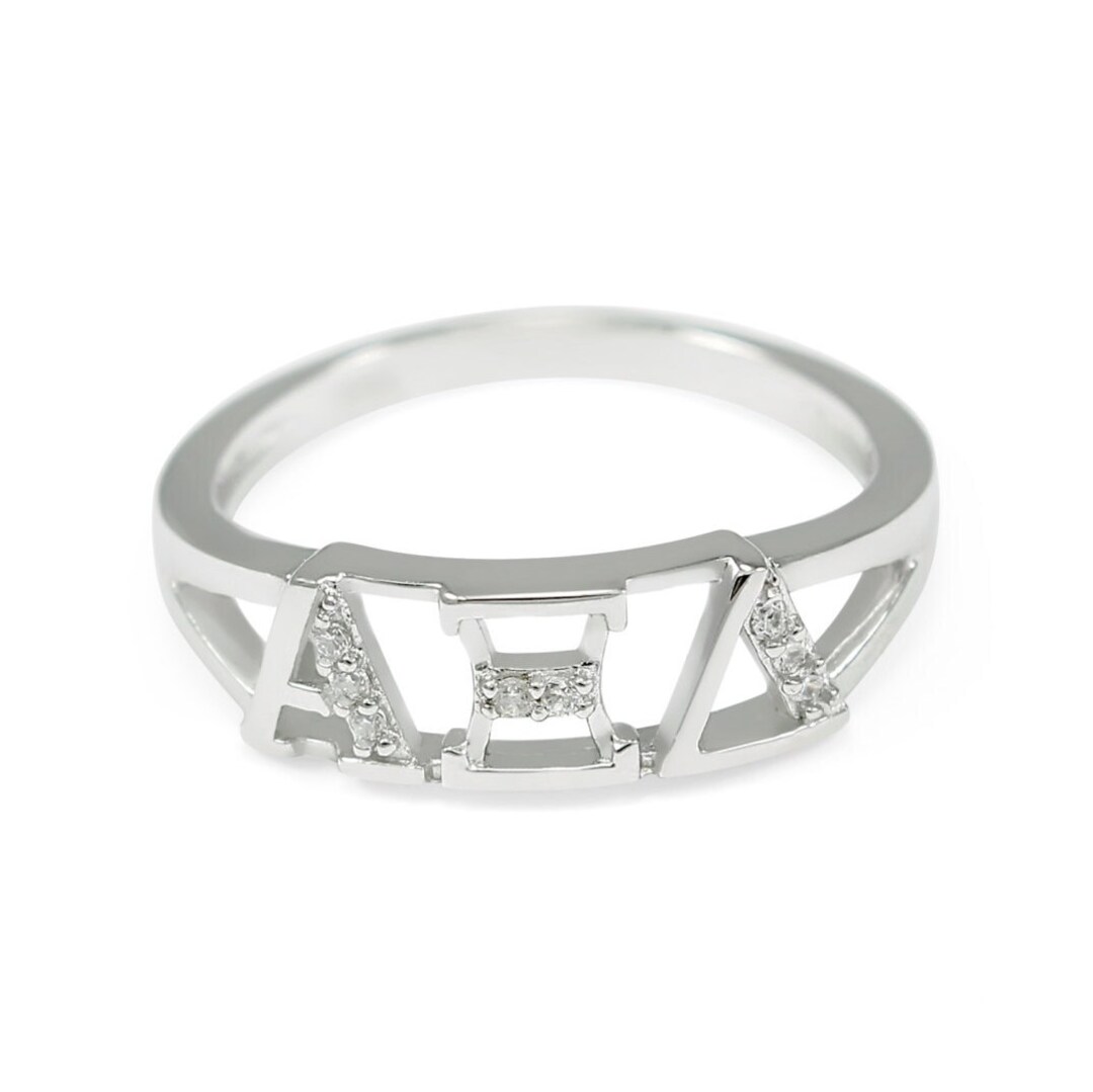 Alpha Xi Delta Sterling Silver Ring, Set With Simulated Diamonds // ΑΞΔ ...