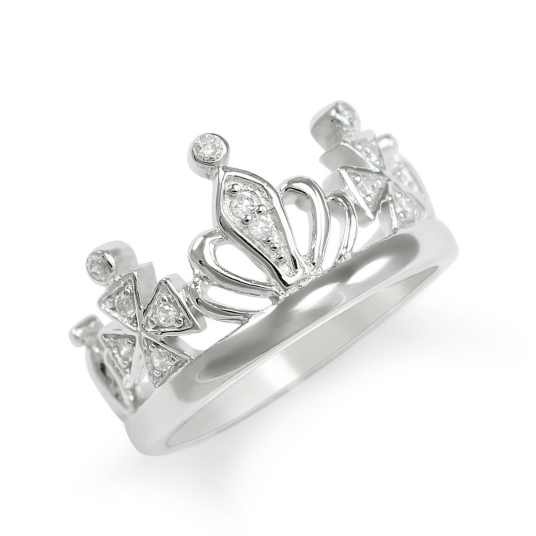 Zeta Tau Alpha Sterling Silver Crown Ring With Czs // Sorority Jewelry ...