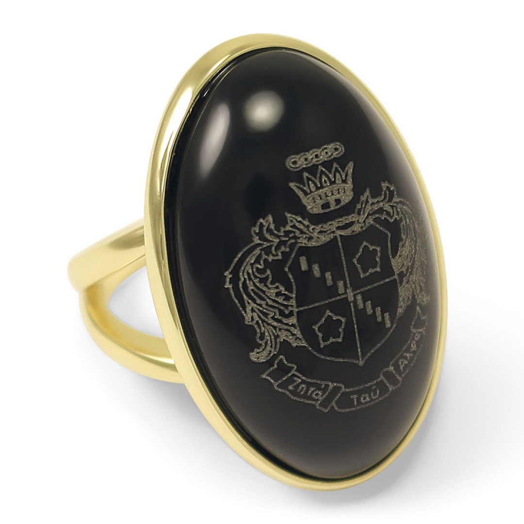 Zeta Tau Alpha Duchess Ring / 14k Gold Plated Brass / Polished Black ...