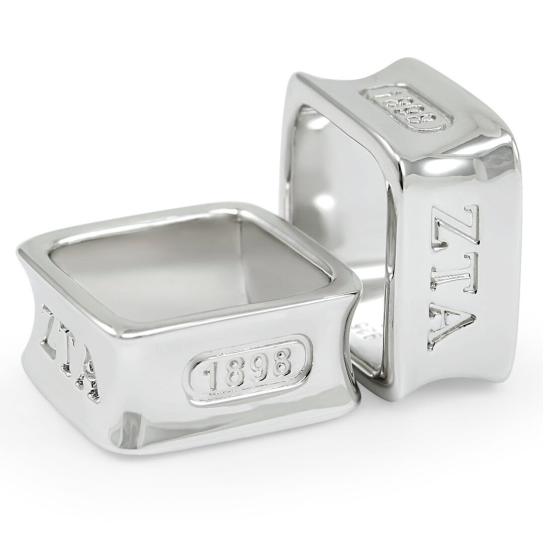 Zeta Tau Alpha Sterling Silver Square Ring With Founding Year 1898 ...