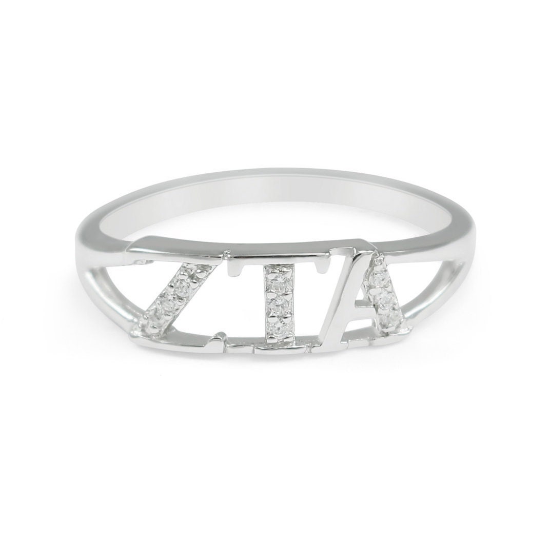 Zeta Tau Alpha (ZTA) Sterling Silver Ring Simulated Diamonds // ZTA ...