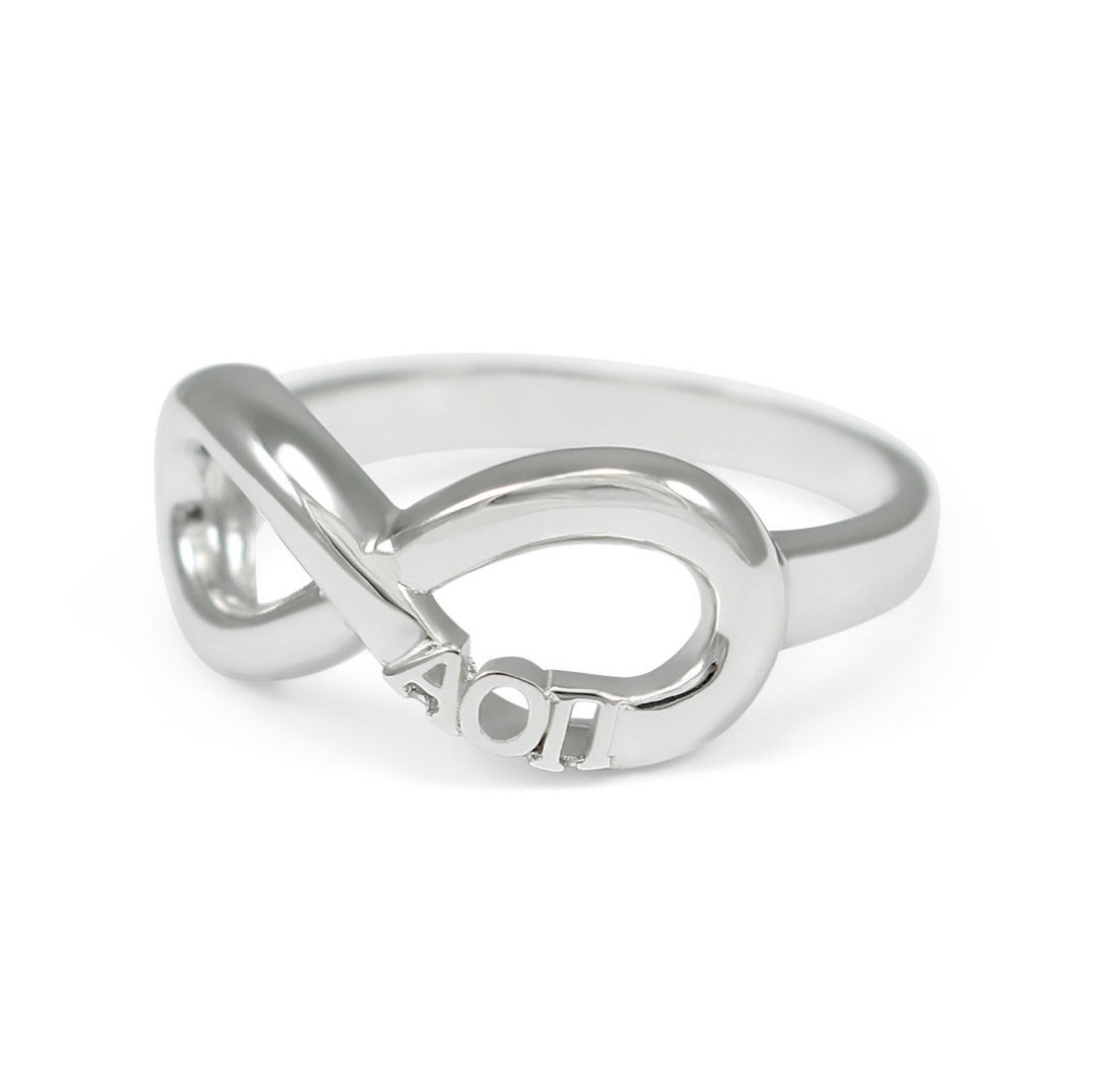 Alpha Omicron Pi Sterling Silver Infinity Ring // ΑΟΠ Sorority Jewelry ...