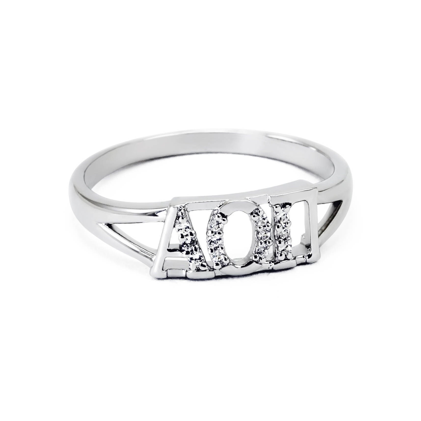Alpha Omicron Pi Sterling Silver Ring With Simulated Diamonds - Etsy