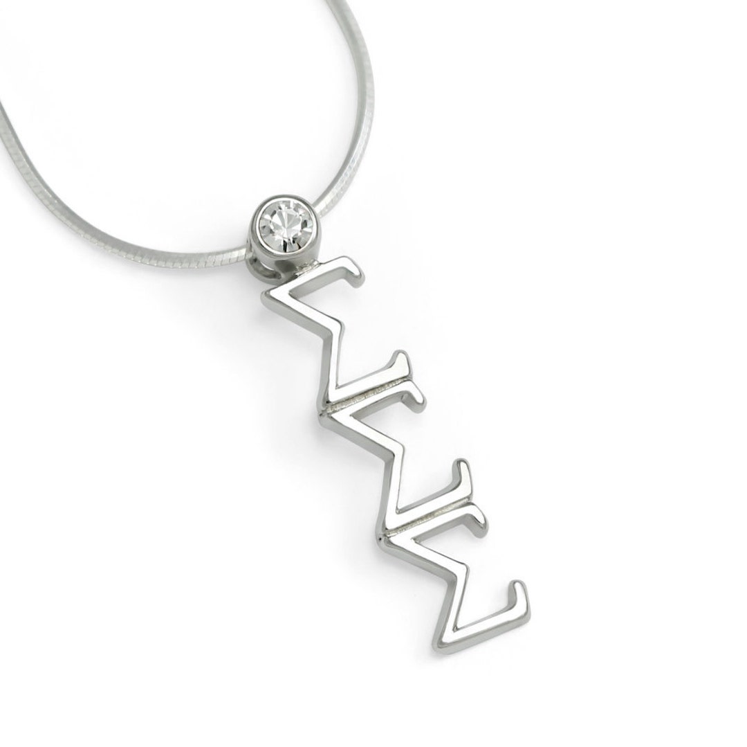 Sigma Sigma Sigma Sterling Silver Lavaliere With Clear Crystal // ΣΣΣ ...