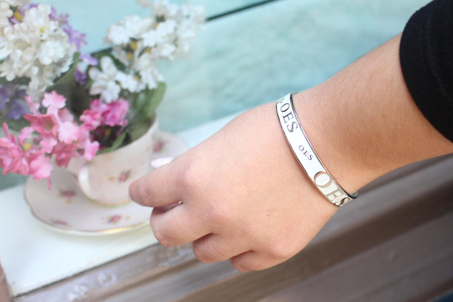 Order of the Eastern Star (OES) White Bangle Cuff Bracelet / OES Bangle ...