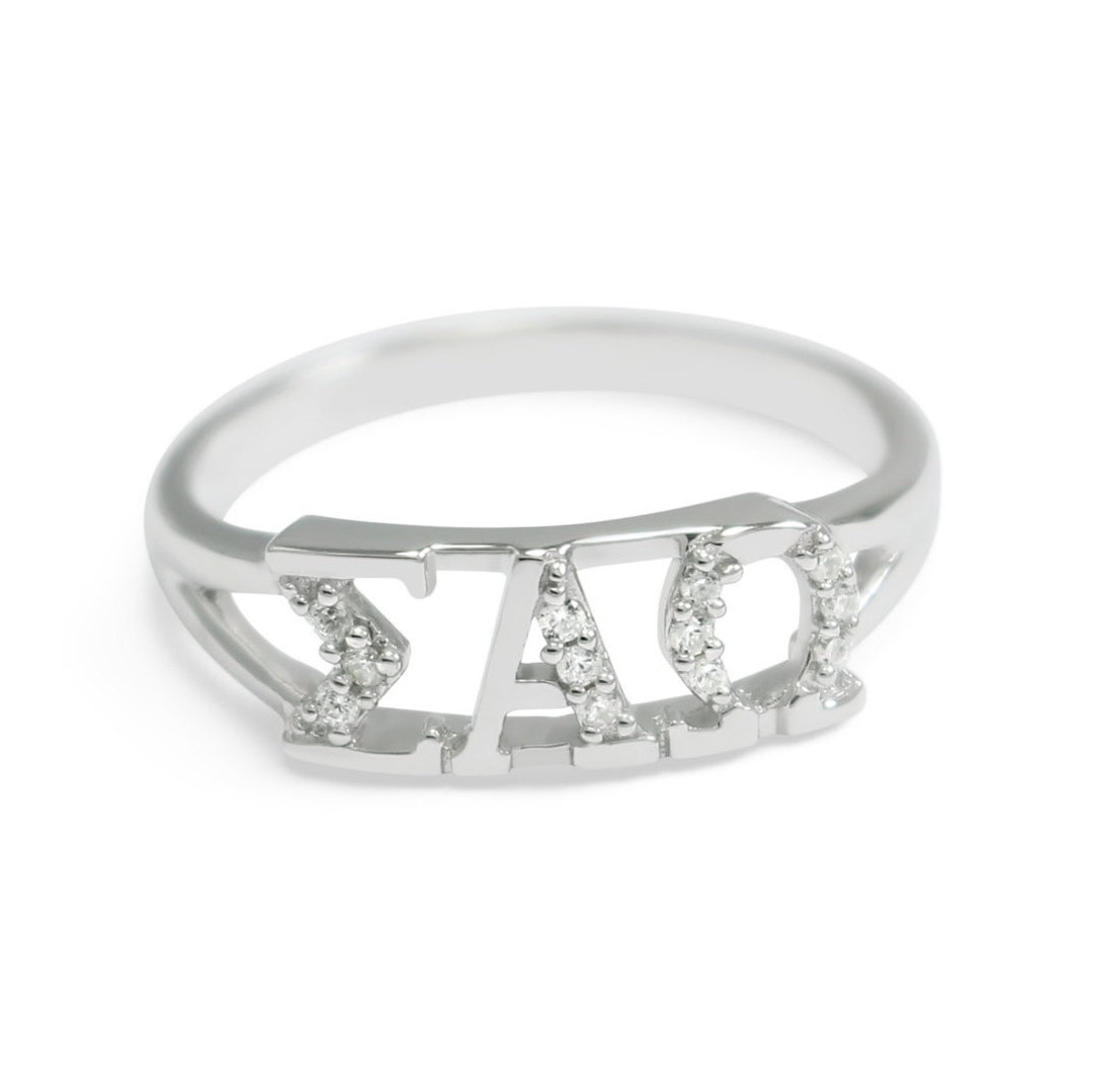 Sigma Alpha Omega Sorority Jewelry // Sterling Silver Ring With CZ ...