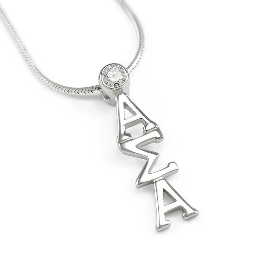 Alpha Sigma Alpha Sterling Silver Lavaliere With Clear Crystal // ΑΣΑ ...
