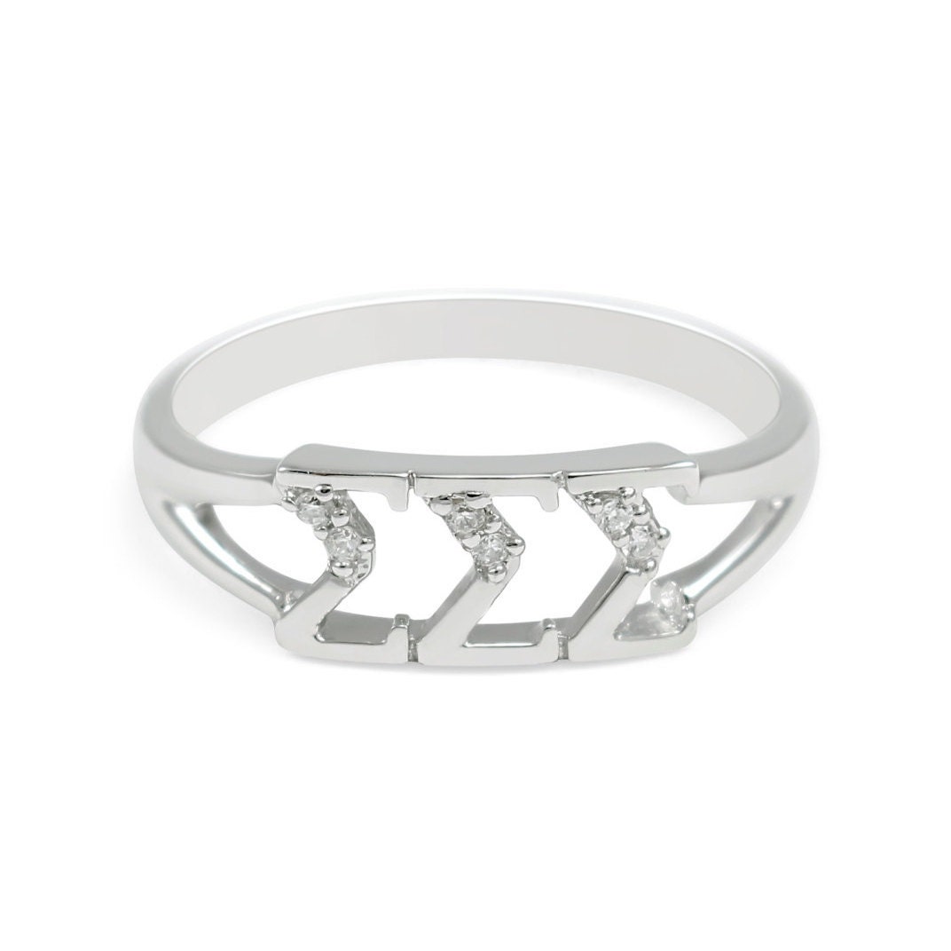 Sigma Sigma Sigma Sterling Silver Ring Set With Simulated - Etsy