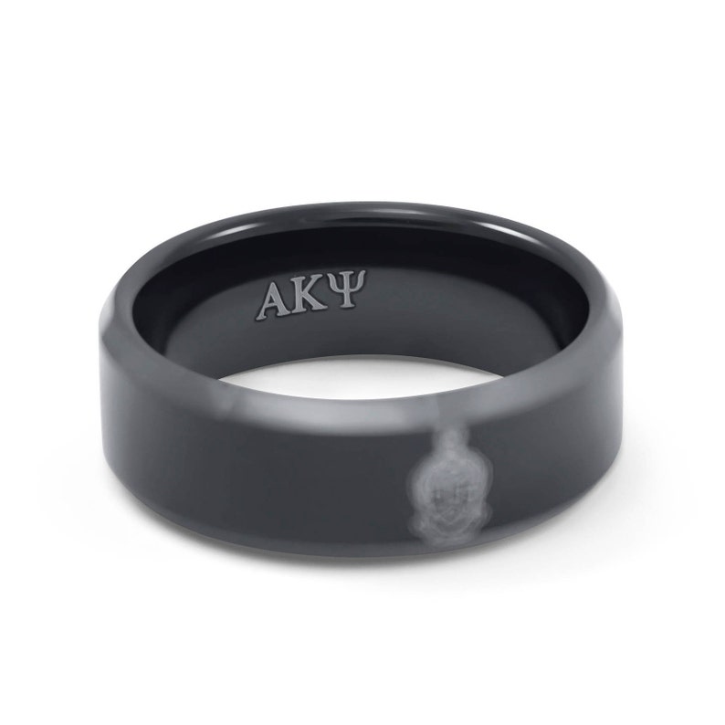 Alpha Kappa Psi Black Tungsten Fraternity Ring With Crest and - Etsy