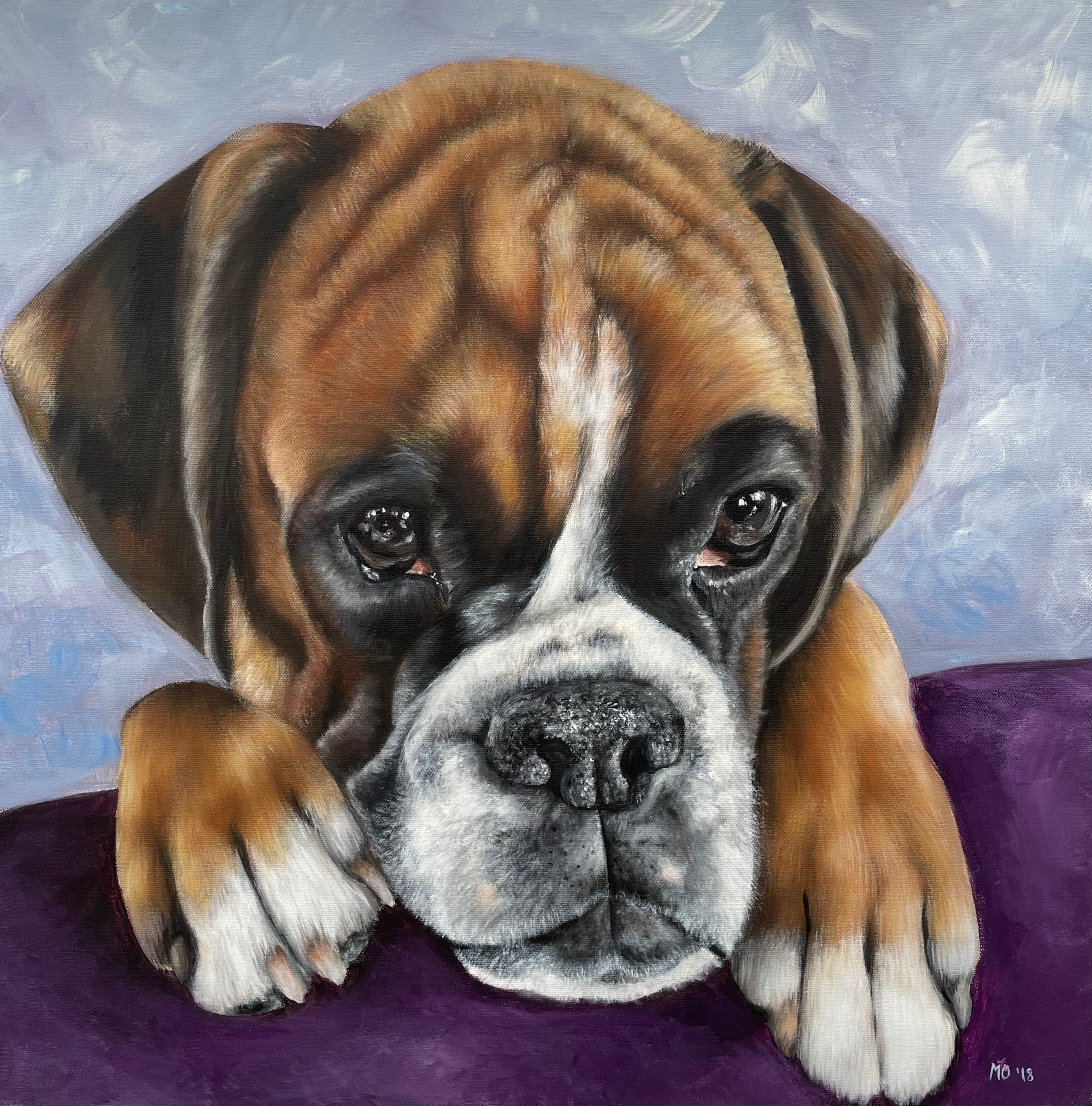 Pet Portrait With Solid Background, Custom Dog Painting on Canvas - Etsy