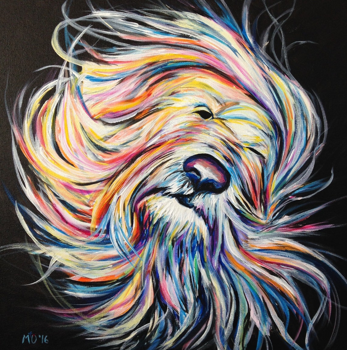 Colorful Pet Portrait With Solid Background Custom Dog - Etsy