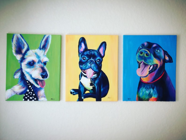 Colorful Pet Portrait With Solid Background Custom Dog - Etsy