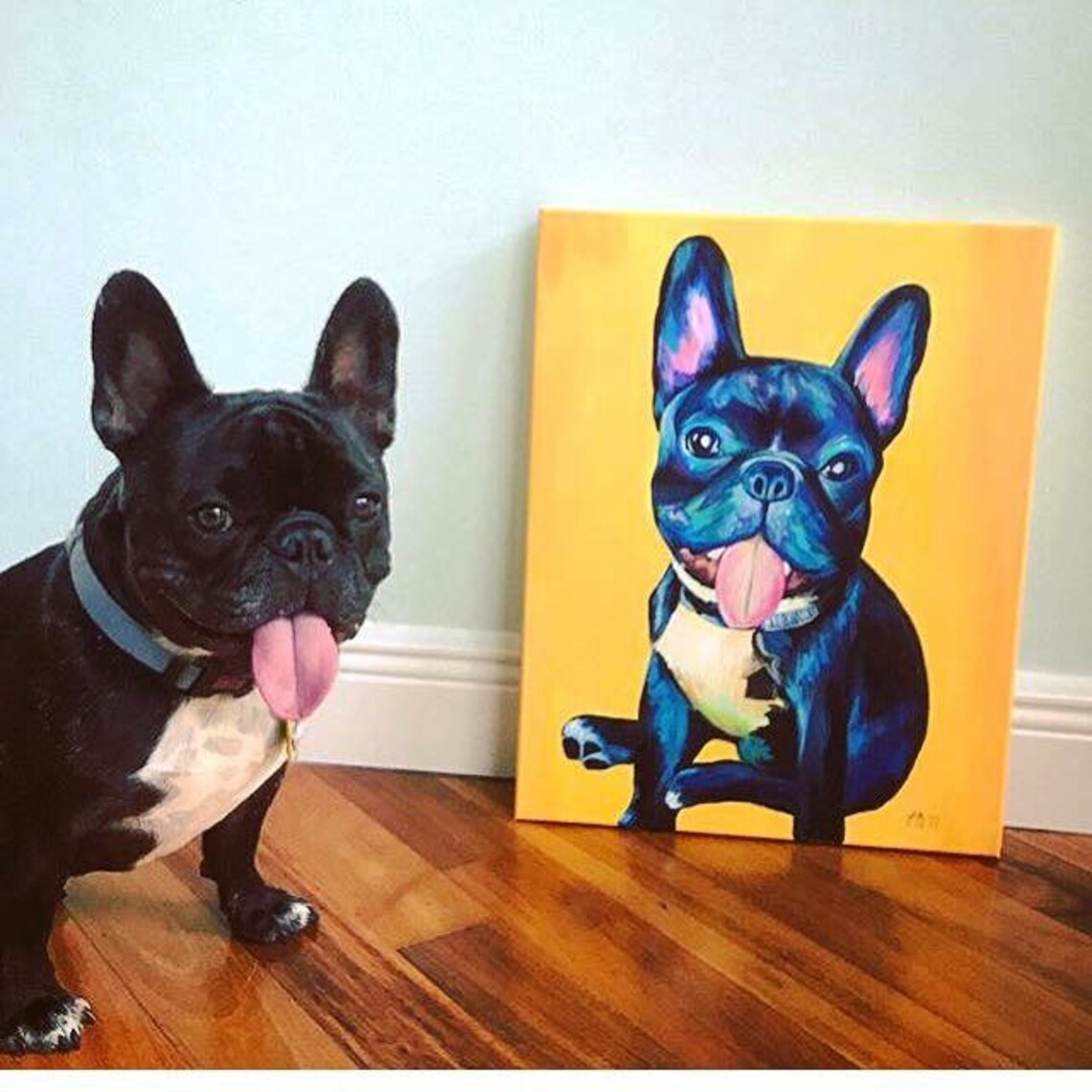 Colorful Pet Portrait With Solid Background Custom Dog | Etsy