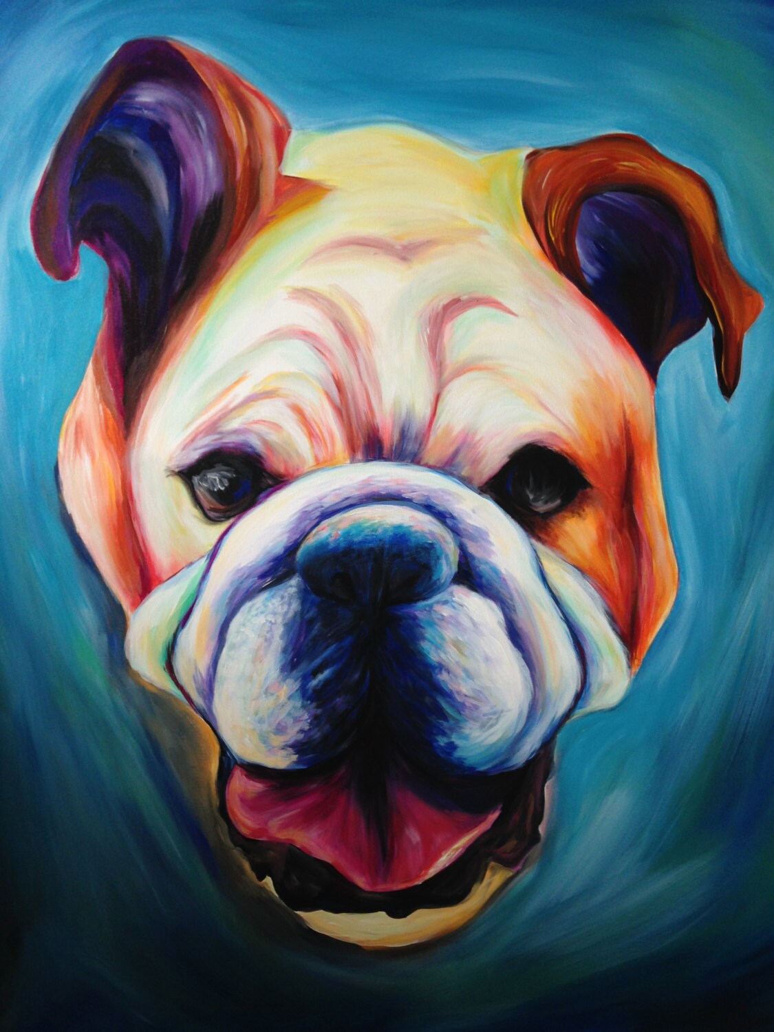 Colorful Pet Portrait With Solid Background, Custom Dog Painting on ...