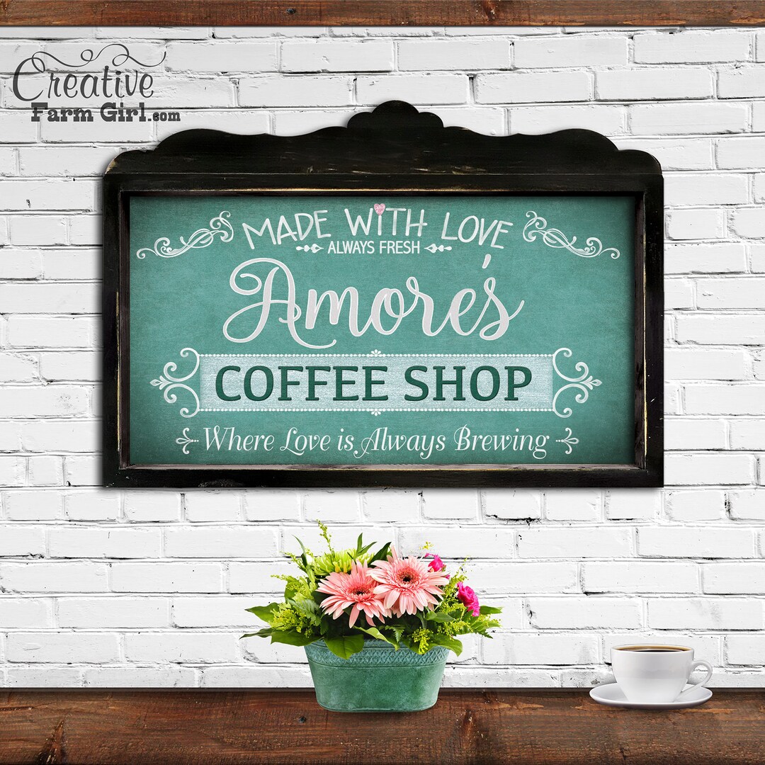 Aqua Coffee Shop Sign Coffee Bar Sign Espresso Sign - Etsy