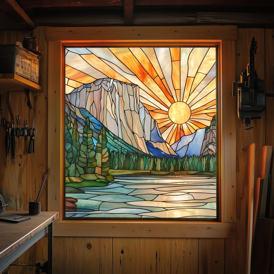 Stained Glass Premium Window Film, Custom Size, Frosted - Yosemite ...