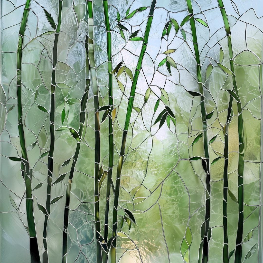 Stained Glass Premium Window Film, Custom Size, Frosted- Bamboo - Etsy
