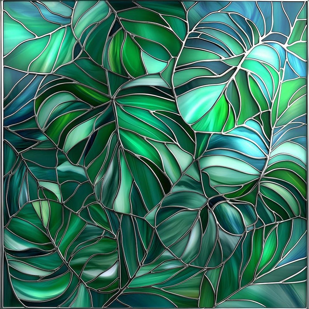 Stained Glass Premium Window Film, Custom Size, Frosted - Tropical ...