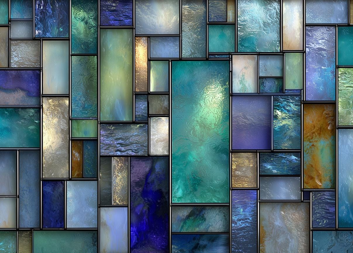 Stained Glass Premium Window Film, Custom Size, Frosted - Geometric ...