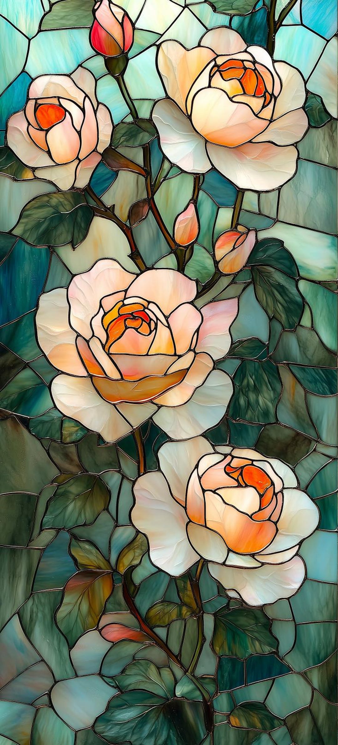 Stained Glass Premium Window Film, Custom Size, Frostedfilm - Peach ...