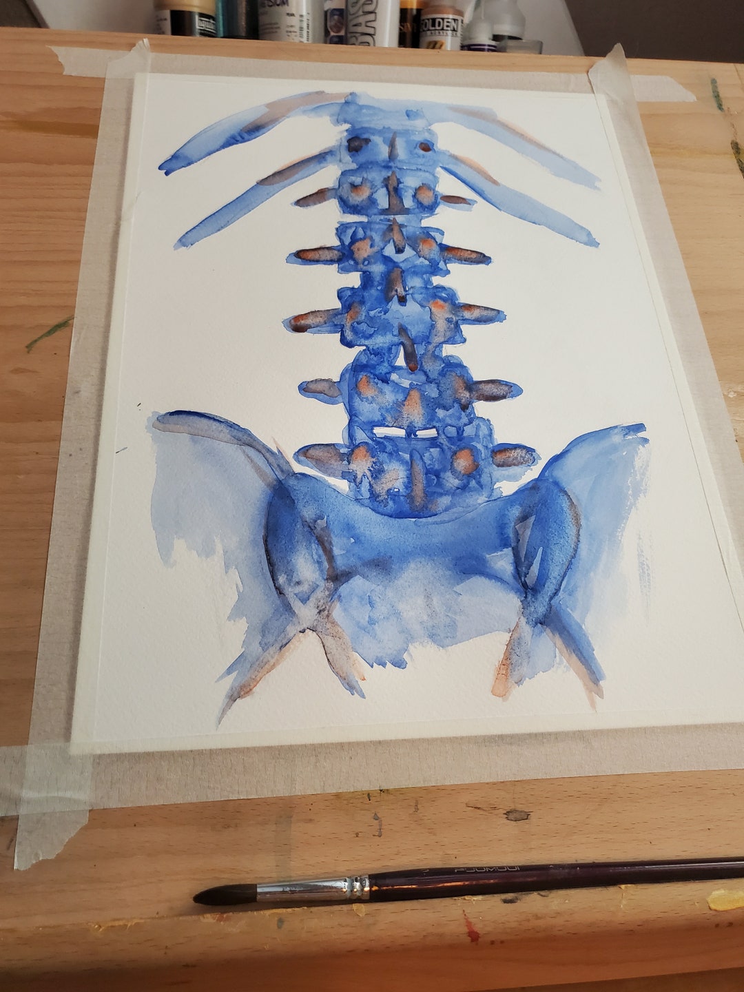 Abstract Lumbar Spine Watercolor Painting - Fine Art Print - Etsy