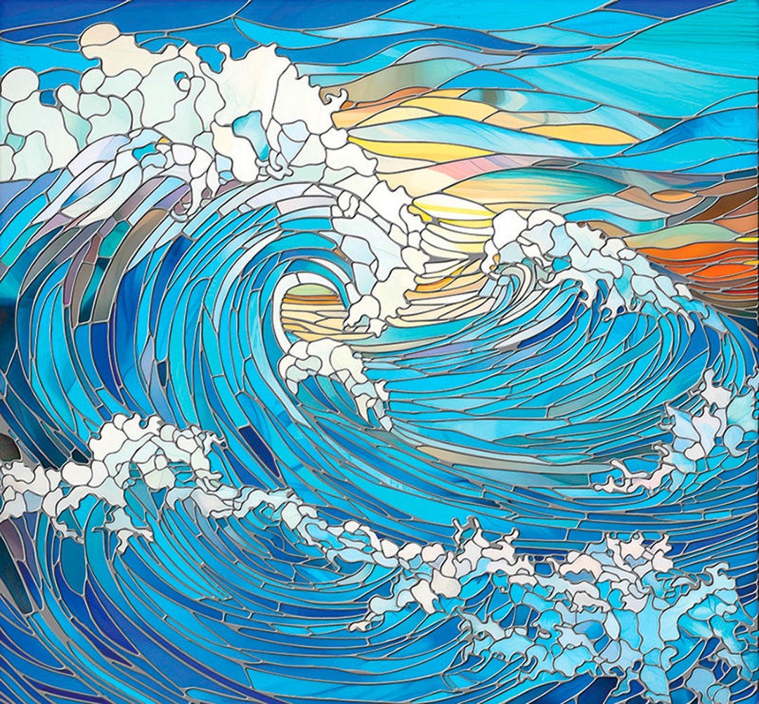 Custom Window Cling Stained Glass Ocean Wave - Etsy