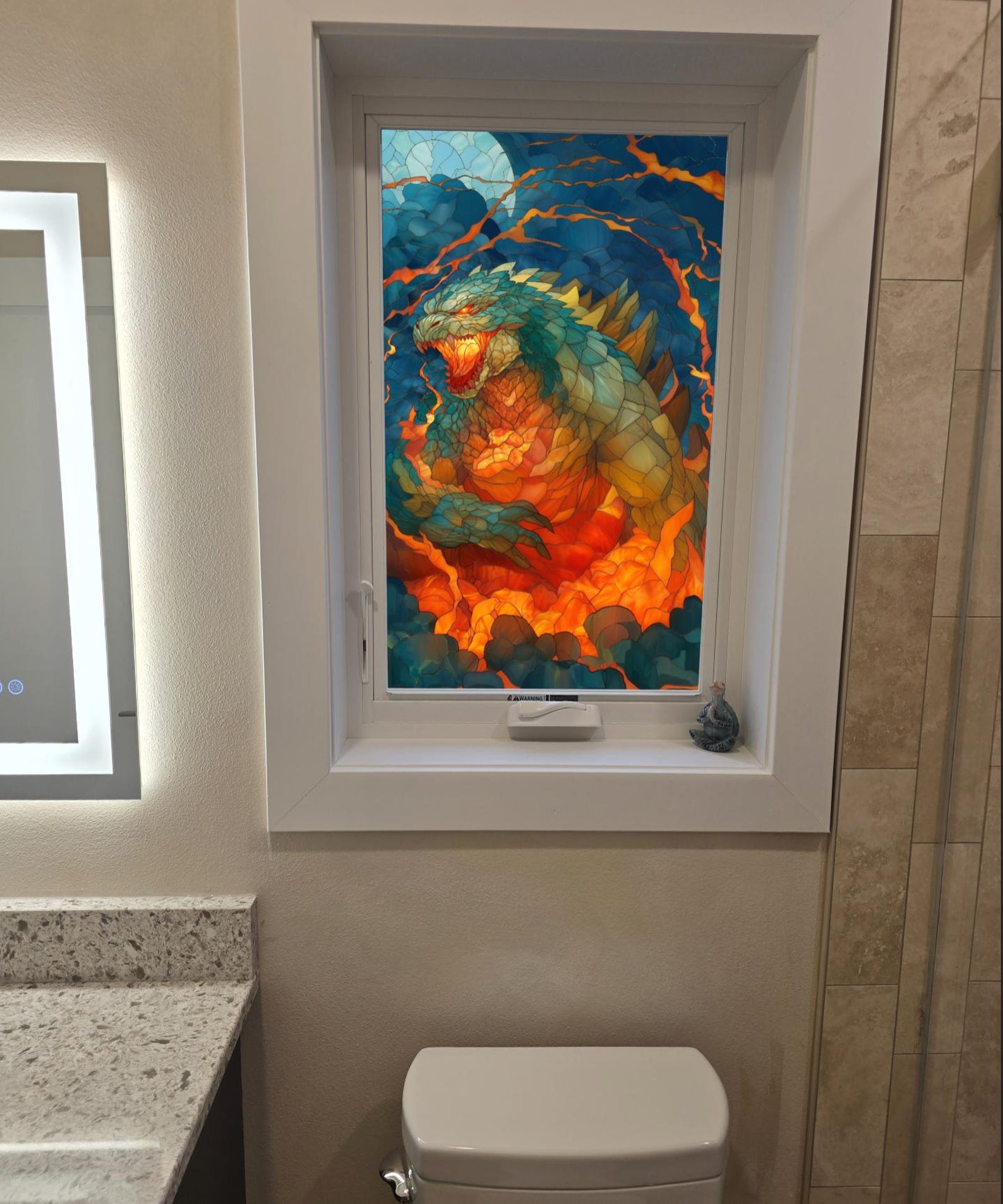Godzilla Window Film, Stained Glass Premium Window Cling, Custom Size ...