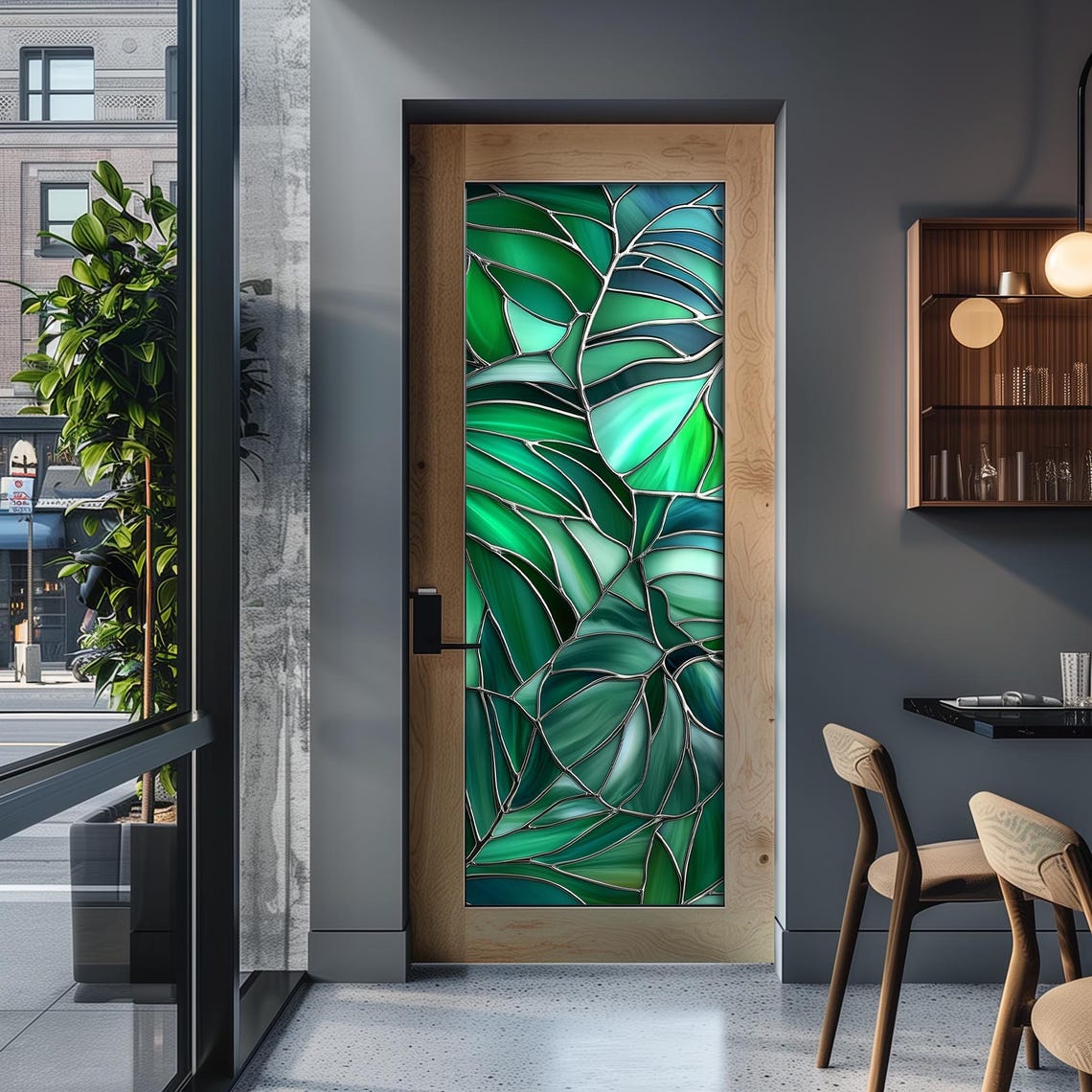 Stained Glass Premium Window Film, Custom Size, Frosted - Tropical ...