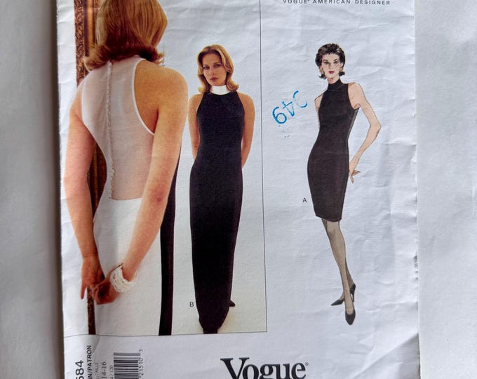 Vogue Sewing Pattern - Vera Wang - Minimal Formal Fitted Maxi Sheath ...