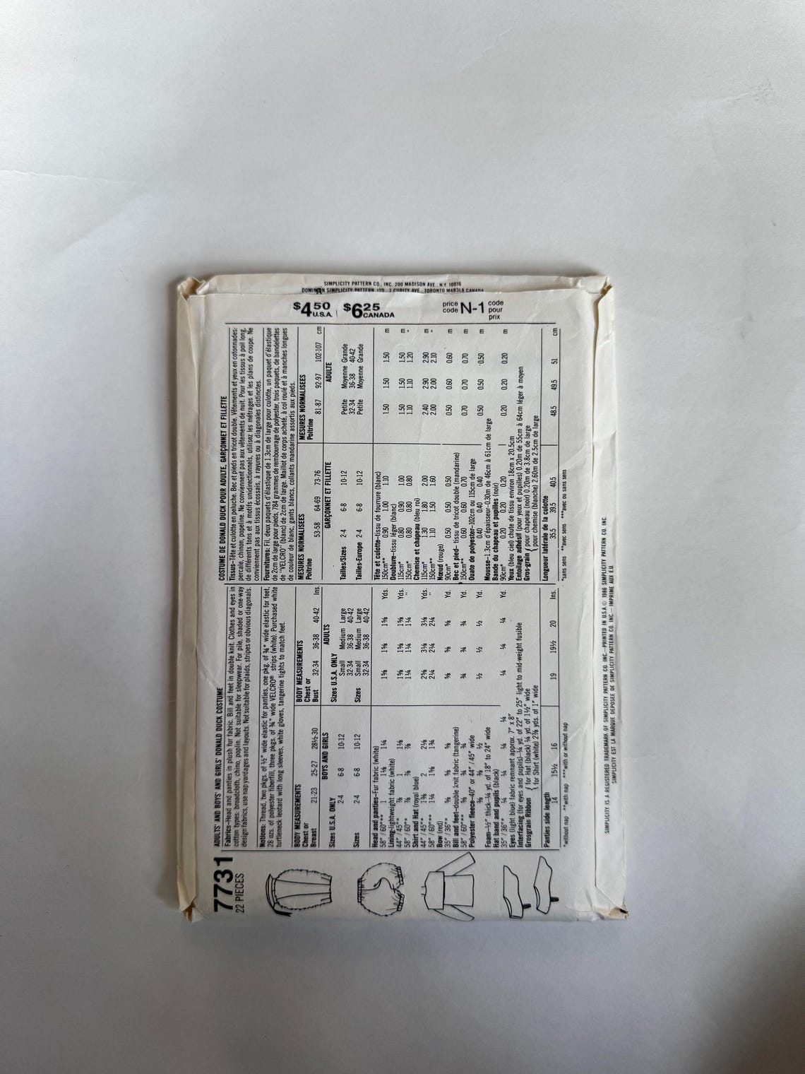 Donald Duck Costume - UNCUT Sewing Pattern 1986 - Size Adult L - Etsy