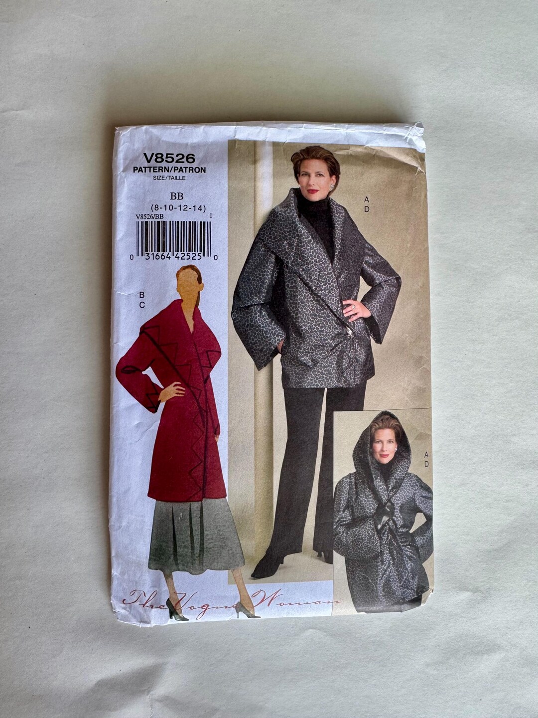 Vogue Sewing Pattern - Oversized Cocoon Jacket Statement Collar, Bias ...